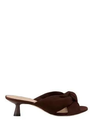 STUART WEITZMAN 50mm Soplaya Suede Mule Sandals Walnut