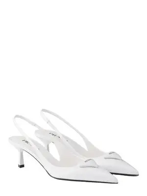 Prada Patent Leather Slingback Pumps - White