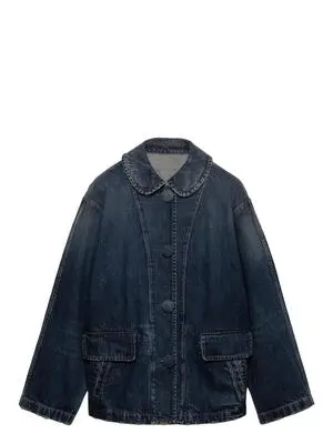 Prada Washed Denim Blouson Jacket Navy