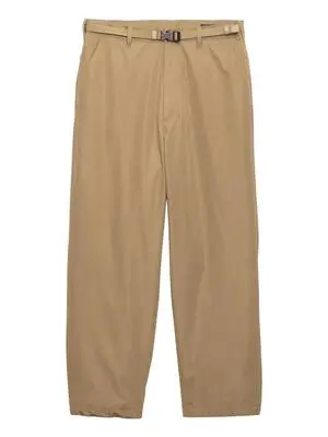 Prada Technical Fabric Wide-Leg Pants Khaki