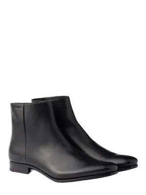 Prada Leather Booties - Black