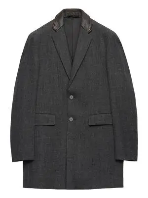 Prada Single-breasted Wool Blend Coat - Grey