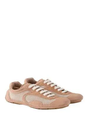 Prada Suede And Mesh Sneakers Opal