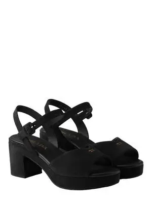 Prada Padded Suede Sandals - Black