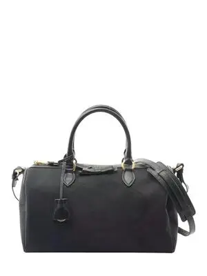 Prada Canvas Logo Jacquard Boston Satchel - Black