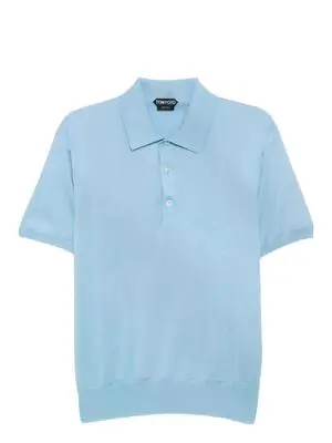 TOM FORD Short-sleeves Cotton Polo Shirt - Blue