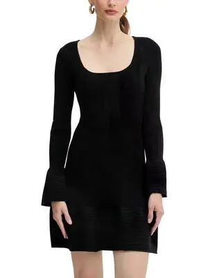 TWINSET Long-sleeve Ribbed-knit Mini Dress - Black