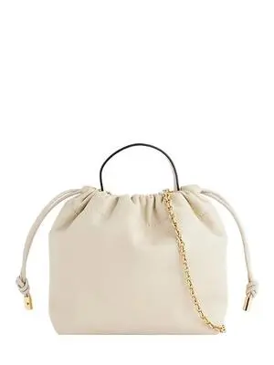 Chloé Icons Mini Chain Drawstring Leather Cross-body Bag - Cloudy Cream
