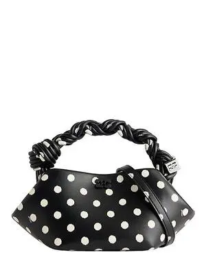GANNI Mini Polka Dot-print Leather-blend Top-handle Bag - Black
