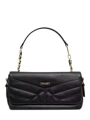 TWINSET Quilted Leather Shoulder Bag - Black