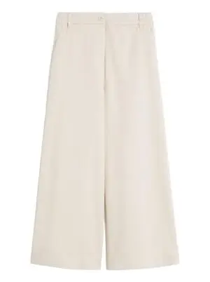 Max Mara Cotton Drill Wide Leg Trousers - Sand