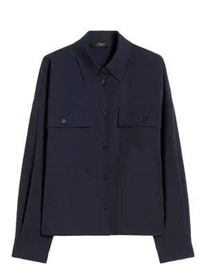 Max Mara Wool Cropped Shacket - Navy