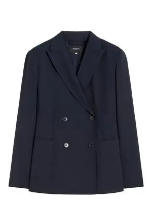Max Mara Double-breasted Stretch Wool Blazer - Navy