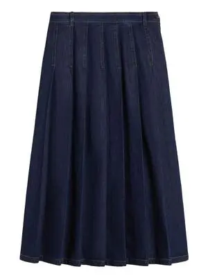 Max Mara Pleated Denim Maxi Skirt - Navy