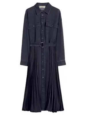 Max Mara Denim And Satin Shirt Dress - Black