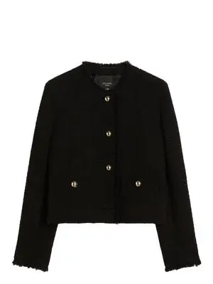 Max Mara Wool-blend Crew-neck Jacket - Black