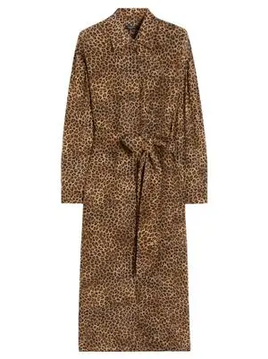 Max Mara Printed Silk Crêpe De Chine Shirt Dress - Camel