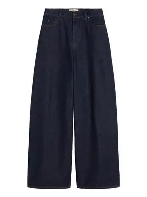 Max Mara Cotton Denim Wide-leg Jeans - Navy