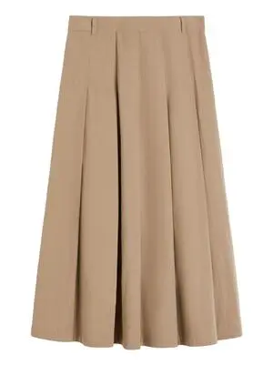 Max Mara Washed Gabardine Midi Skirt - Hazelnut Brown