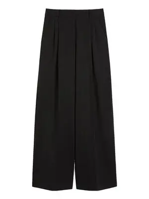 Max Mara Wool-blend Wide-leg Trousers - Black