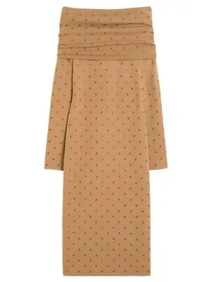 Max Mara Wool Midi Dress With Rhinestone Embroidery - Skin Dore