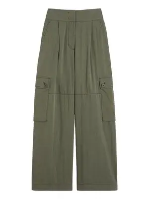 Max Mara Cotton Gabardine Wide Leg Trousers - Dark Green
