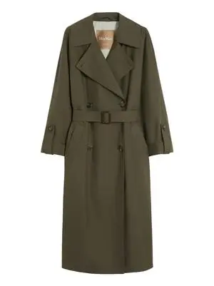 Max Mara Water-repellent Twill Belted Trench Coat - Green