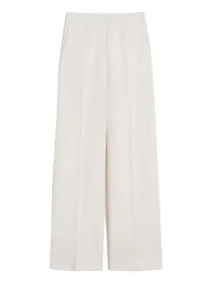 Max Mara Wool Piqué Wide-leg Trousers - Ivory