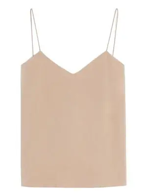 Max Mara Silk Canvas Spaghetti Strap Top - Hazelnut Brown
