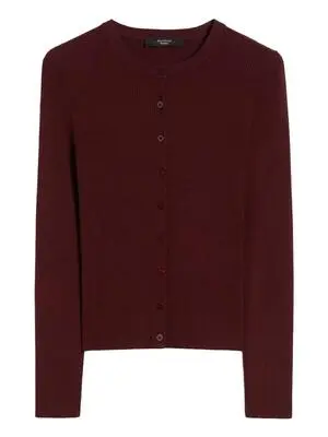 Max Mara Rib-knit Viscose Cardigan - Bordeaux