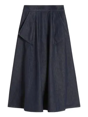 Max Mara Denim-look Cotton Midi Skirt - Midnightblue