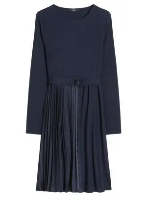 Max Mara Milano-knit Jersey Fit-and-flare Mini Dress - Navy