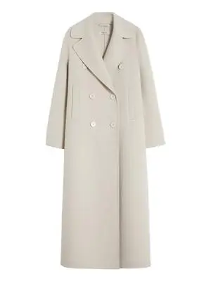 Max Mara Long Wool Coat With Half-belt Detail - Sand