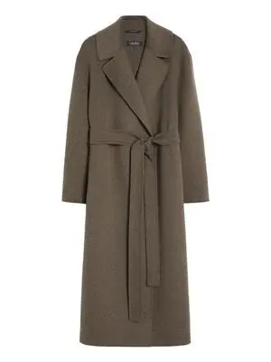 Max Mara Long Wool Robe Coat - Mud