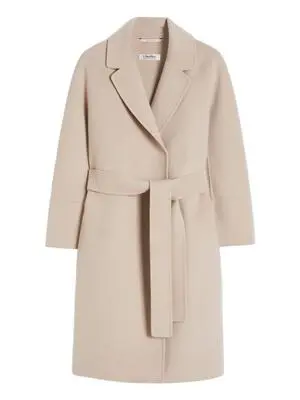 Max Mara Belted Wool Coat - Beige Pink