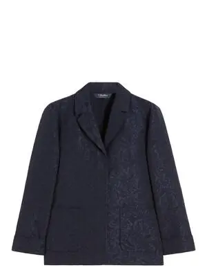 Max Mara Floral Jacquard Single-breasted Jacket - Midnightblue