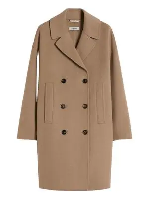 Max Mara Wool Broadcloth Midi Coat - Beige