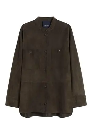 MAX MARA Topstitched Suede Midi Jacket
