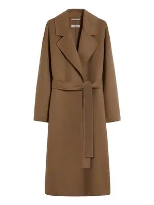 Max Mara Long Wool Broadcloth Coat - Camel