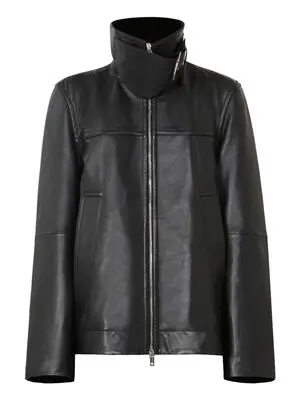 Max Mara Oversized Leather Jacket - Black