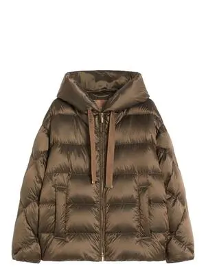 Max Mara Water-repellent Canvas Belted Down Jacket - Hazelnut Brown