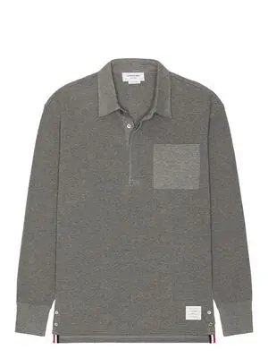 Thom Browne Rugby Polo With Bar In Grey - Medium Grey