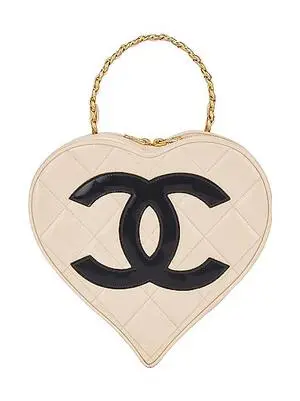 Chanel 1994 Patent Heart Vanity Bag - Beige