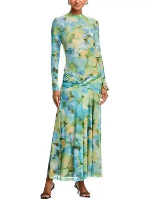 Bardot Lea Floral Mesh Dress - Green Floral