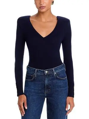 L'Agence Kolie Double V-neck Top With Chain Back - Midnight/gold