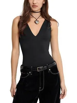 Good American Scuba Deep V Bodysuit - Black
