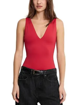 Good American Scuba Deep V Bodysuit - Ruby