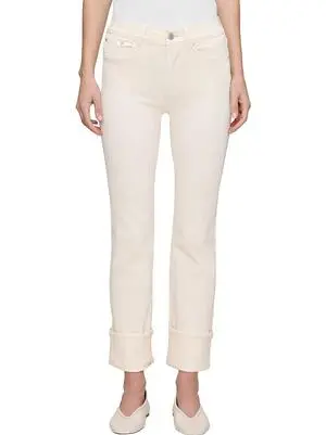 DL1961 Mara Straight Mid-rise Ankle Jeans - Crema Cuffed