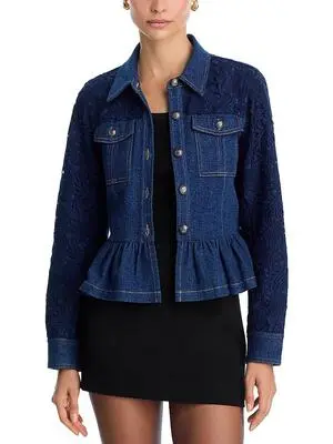 Cinq À Sept Kerrigan Lace Trim Denim Jacket - Navy/ocean