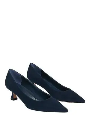 Marion Parke Suede Kitten Heel Pumps - Navy